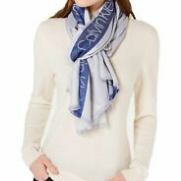 Calvin Klein | Accessories | Calvin Klein Color Block Logo Scarf Blue ...